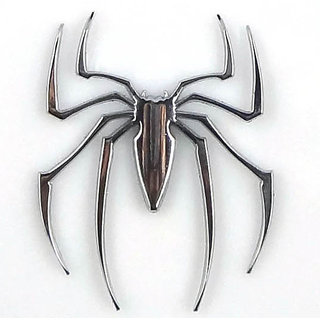 Buy 3D Metal Spider Logo Chrome Car Badge Emblem Sticker Decal for Car ...