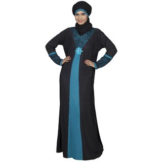 Buy Hawai Lycra Turquoise Mesh Stone Embellished Burqa Online @ ₹1899 ...