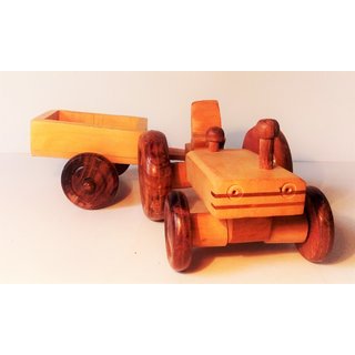 Buy Wooden Tractor with Trolly Pull Push Along Toy for Kids Online ...