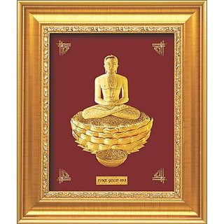Online Gift -Lord Mahavir Frame -Showpiece -Wall Decor -24K Gold Sheet ...