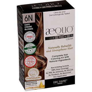 Buy Aequo Hair Color Cream Kit 6N Cafe Cream Blonde - 160ml Online ...