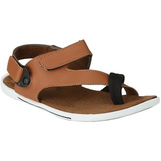 Buy Afrojack Mens Tan Velcro Sandals Online @ ₹499 from ShopClues