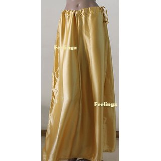 Shop Gold Matt Saree Petticoat Ghaghra Womens Inskirt Readymade Satin ...