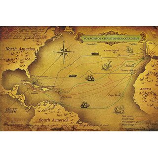 Buy Walls and Murals Voyages of Christopher Columbus Map Canvas Print ...