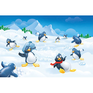 Buy Walls and Murals Penguin Snowball Fight Kids Room Peel and Stick ...
