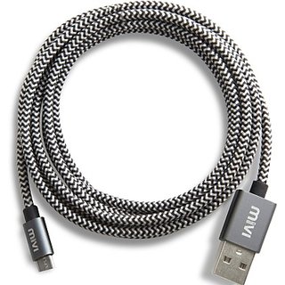 Buy 6 Ft Long Nylon Braided Original Tough Black Micro USB Cable Online ...