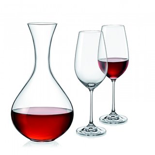 Buy Bohemia Crystal Viola wine Glass(450ml) and decanter(1500ml) 3pcs set Online @ ₹2399 from ...