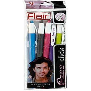 Buy Flair Ezee-Click Ball Pens Blue, Pack of 5 U Online @ ₹21 from ...
