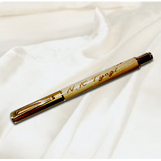 Wooden Engraved Pens-Golden Cap