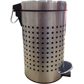 Buy HMSTEELS Stainless steel Pedal Dustbin Square Perforated 12ltr(24.5 ...