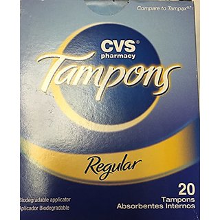 Buy CVS Regular Absorbency Tampons 20 Count Biodegradable Applicator ...