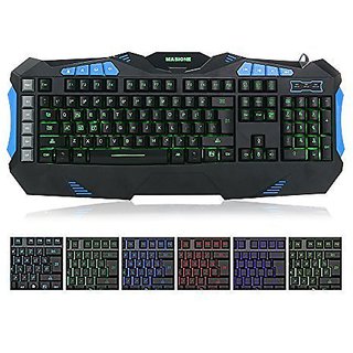 Masione LED USB Gaming Keyboard with 7 Adjustable Colorful Backlights ...