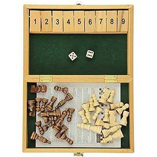 Recreational Chess & Shut The Box Strategy Game Set, White/Brown