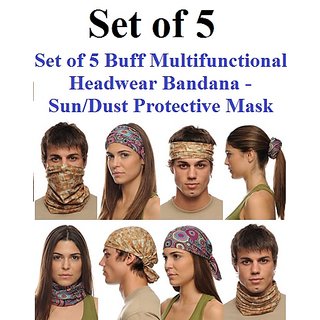 Buy Set of 5 Buff Multifunctional Headwear Bandana - Sun/Dust ...