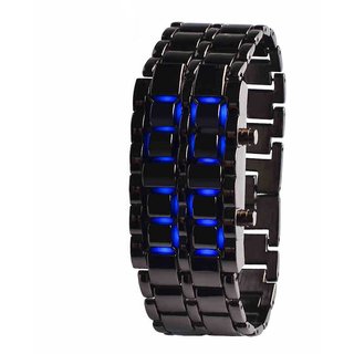 Buy Metal bracelet Led Mens Watch Dark Samurai Blue LED watch Online ...