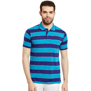 Buy Blue Mist Striped Polo Collar T-Shirt Online @ ₹515 from ShopClues