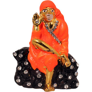 Buy Brass 24 K Gold Plated With Stones Lord Sai Baba Car Dashboard Idol ...