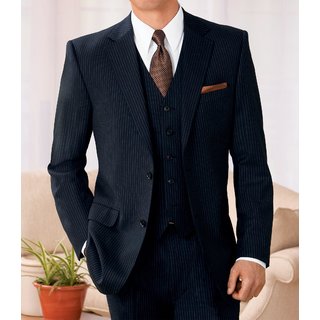 Shop Reid & Taylor Suit Lenth Black Stripes 100% Guaranted Original ...