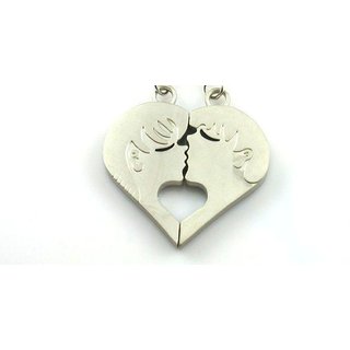 Buy My Design Two In One Lovable Heart Shaped Silver Plated Couple ...