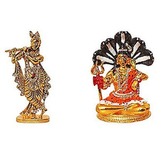 Buy Combo of 2 Statue God Krishna & Shiv Idol Puja Mandir / Temple ...