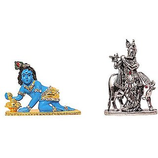 Buy Combo 2 Statue God Krishna Idol Puja Mandir Showpiece / Home Temple ...