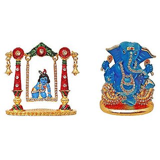 Buy Combo of 2 Statue God Krishna & Ganesha Idol Puja Mandir / Home ...