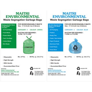 Buy 2 COLOR WASTE SEGREGATION COMBO WET WASTE (GREEN)(17X23)(360 PCS ...
