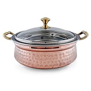 Buy Healthy Copper BY CCC Pure Copper Handi Bowl vessel Pot With Glass ...