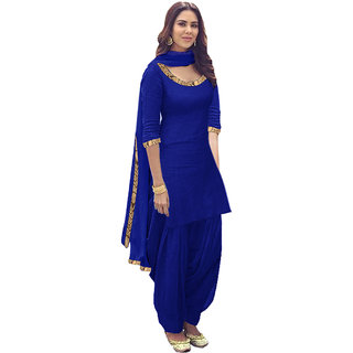 Buy Sancom Royal Blue Color Poly Cotton With Embroidery Work ...