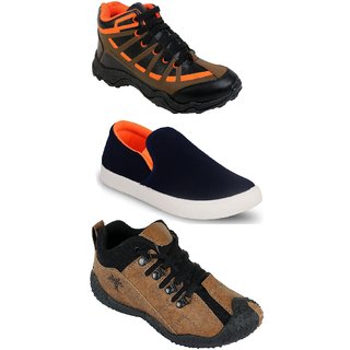 Buy Chevit Men's Trio COMBO Pack Of 3 Training Shoes With Loafers ...