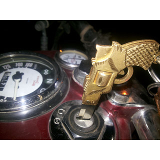 Buy Royal Enfield Gun shaped premium Brass Left Key with roller ...