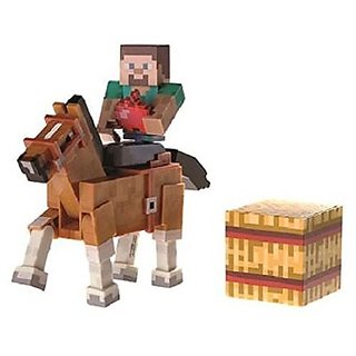 Buy Minecraft Figures Steve & Horse Brown Horse Online @ ₹2258 from ...