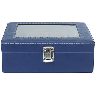Buy Leather World 8 Watch Box Blue PU Leather Designer Watch Display ...