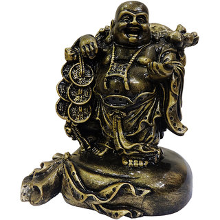 Buy Antique Finish Lord Laughing Buddha Statue God Good Luck Charm ...