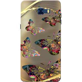Buy Galaxy C7 Pro Case, Butterflies Golden Brown Slim Fit Hard Case ...