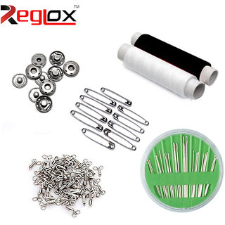 Buy Reglox 10 Safety Pins + Hooks + 10 Metal Stitch Buttons + 24 Needle ...