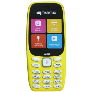 Buy Micromax X751 Dual SIM Basic Phone (Yellow) Online @ ₹1149 from ...