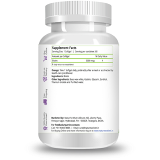 Buy Natures Velvet Biotin 5000mcg for Healthy Hair, Skin Nails and ...