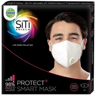 Buy Dettol Siti Shield Protect+ N95 Anti-Pollution Smart Mask, Unisex ...
