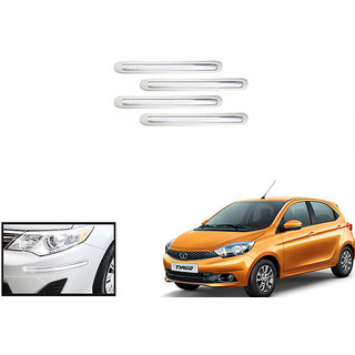 Buy Autonity Car Bumper Safety Guard Protectors White n Chrome Set of 4 ...