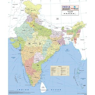 Buy India Wall Map (27.5 W x 32.6 H inches) Vinyl Print Wall Chart ...