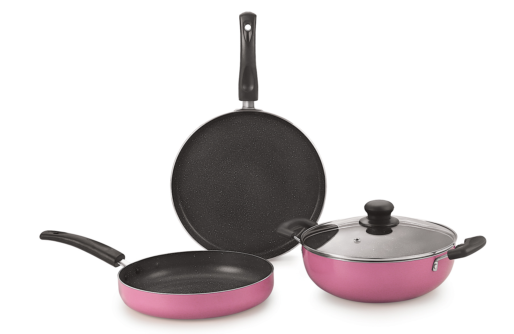 Buy Nirlon Orchid Granite Cookware Combo Gift Set, Pink, 7 Piece ...