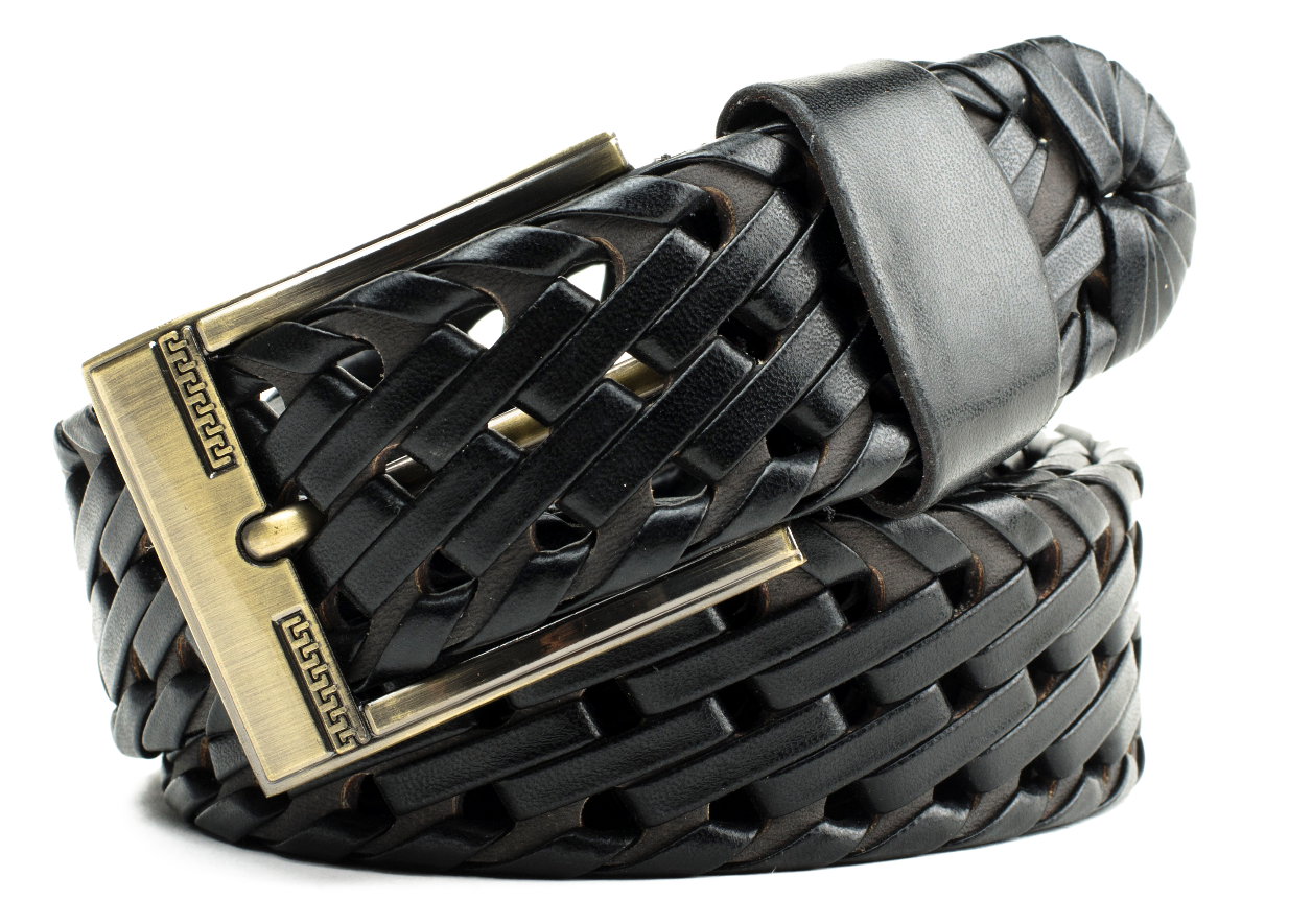 Buy AmazeExpress Men's PU Leather Braided Black Belt- belts for mens ...