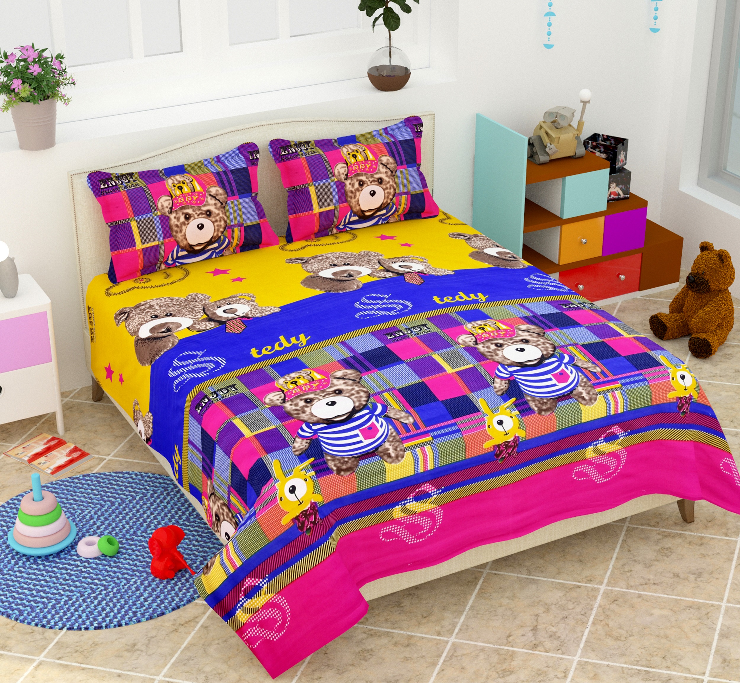 Buy craftwell amazing cartoon style 3d printed bedsheet Online @ ₹999 ...