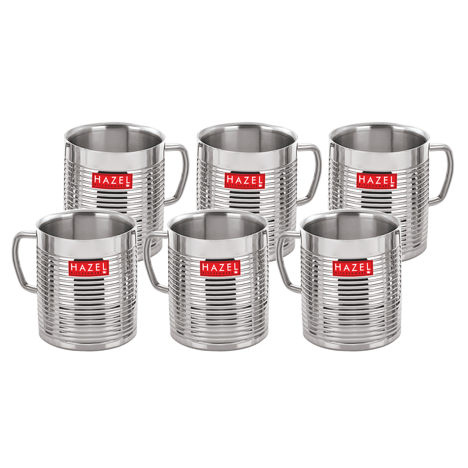 Buy HAZEL Stainless Steel Green Tea Coffee Big Aishwarya Mug, Set of 6 ...