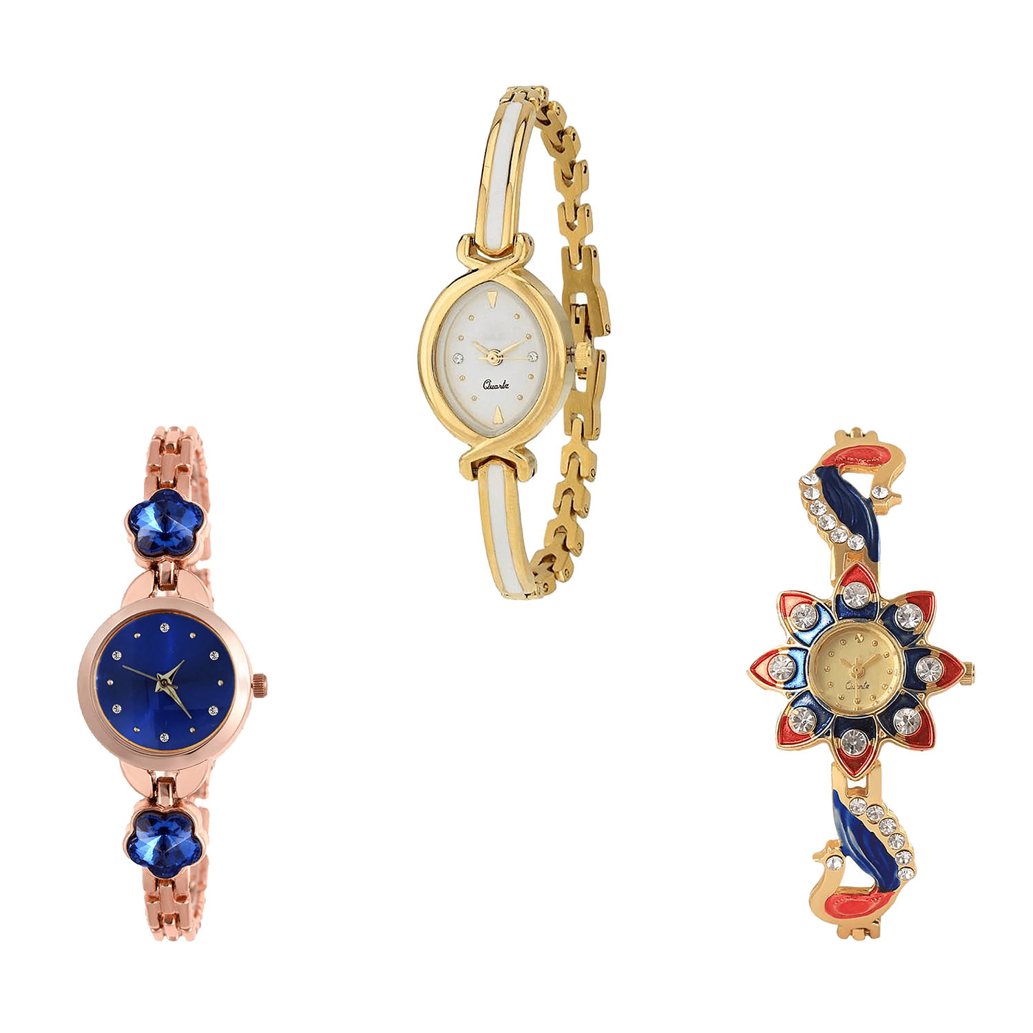 Buy Neutron Brand New Analogue Flower Dimond And Peacock Analogue Gold ...