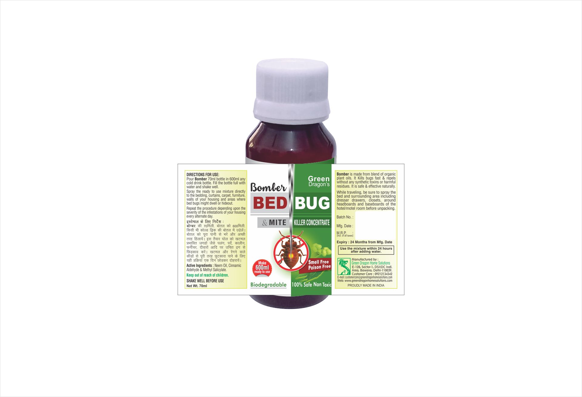 Buy Green Dragon's Bomber Bed Bug Mite Killer Concentrate Make 1800ml ...