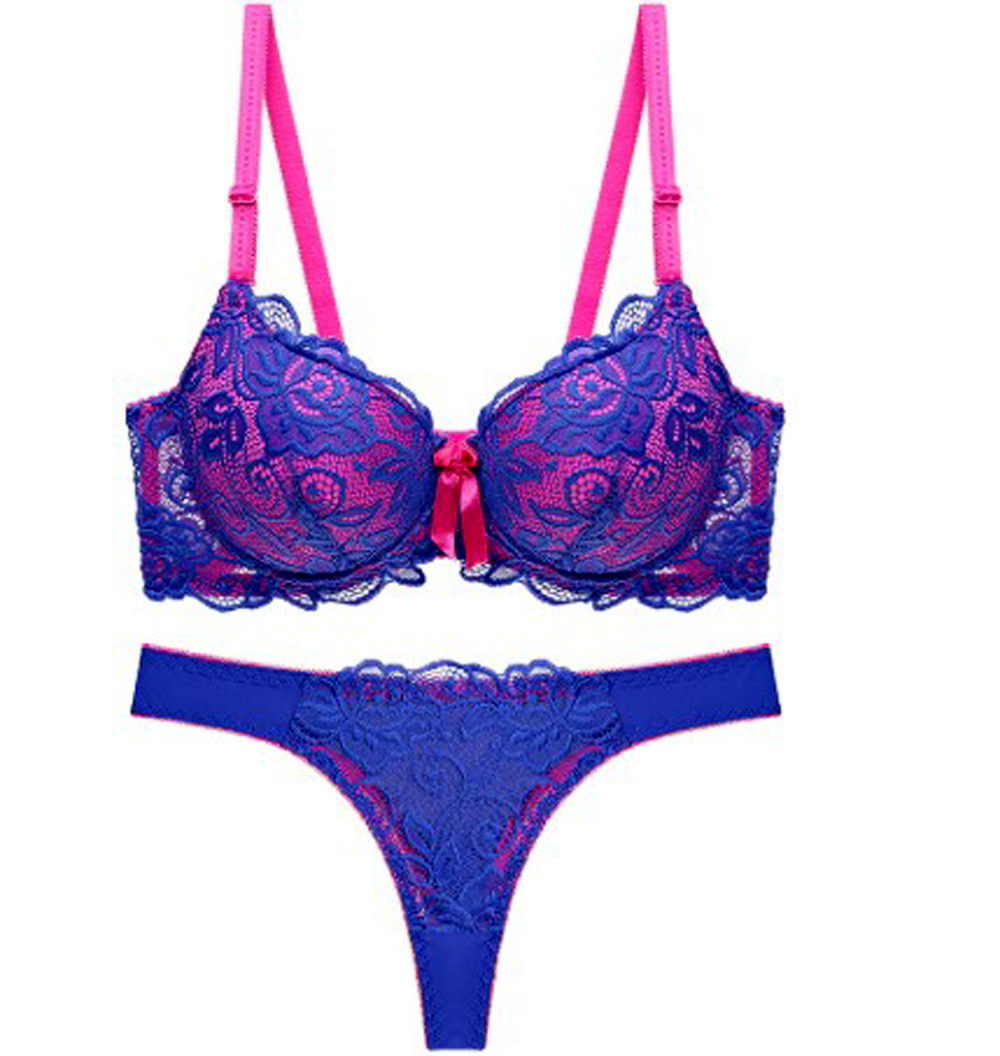 Buy Woman Pushup Padded Lace Bra Thong Style Panty Lingerie Set Online ₹1200 From Shopclues
