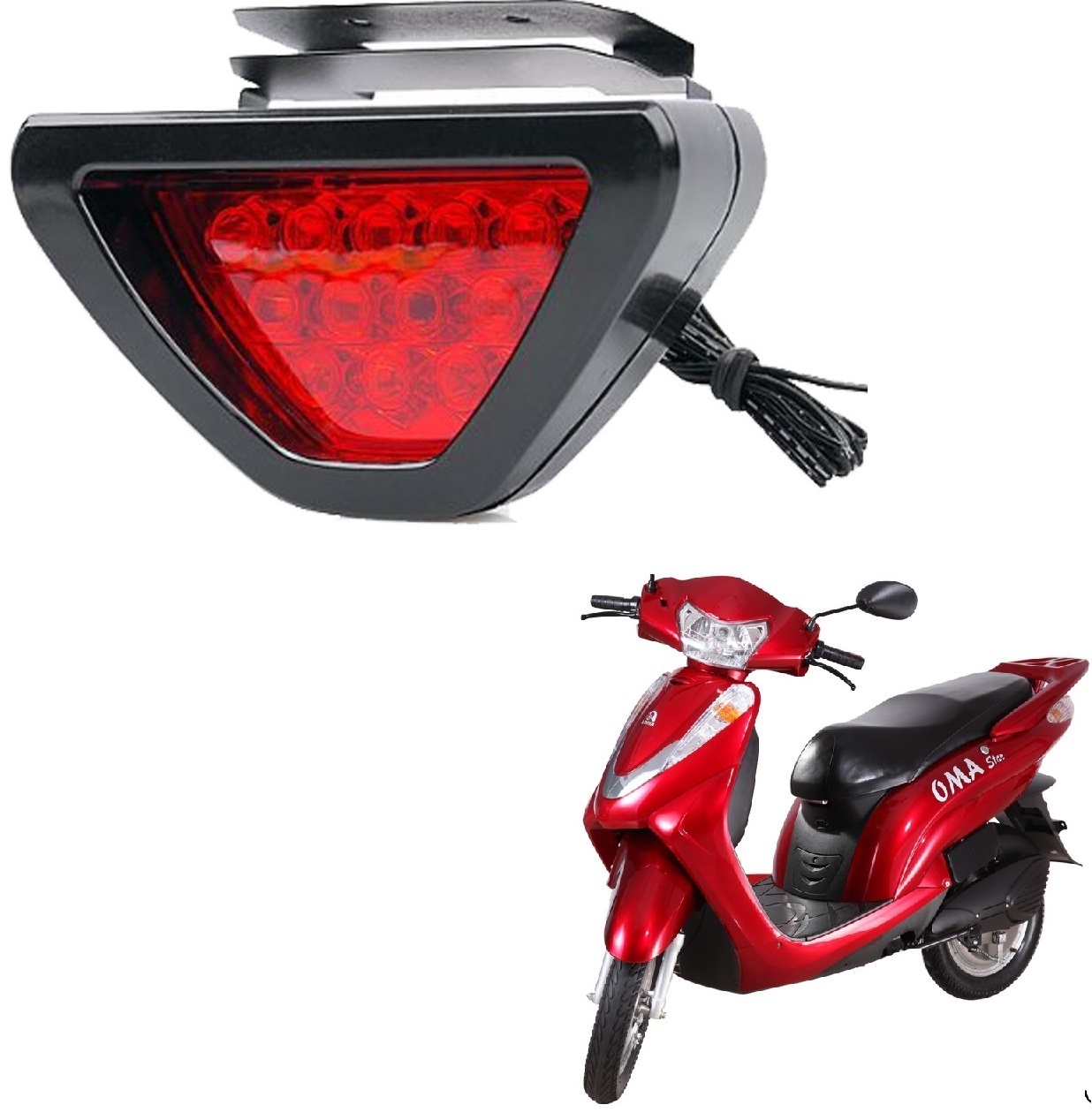 Buy Auto Addict Scooty Triangle Shape 12 LED Red Color Brake Light with ...