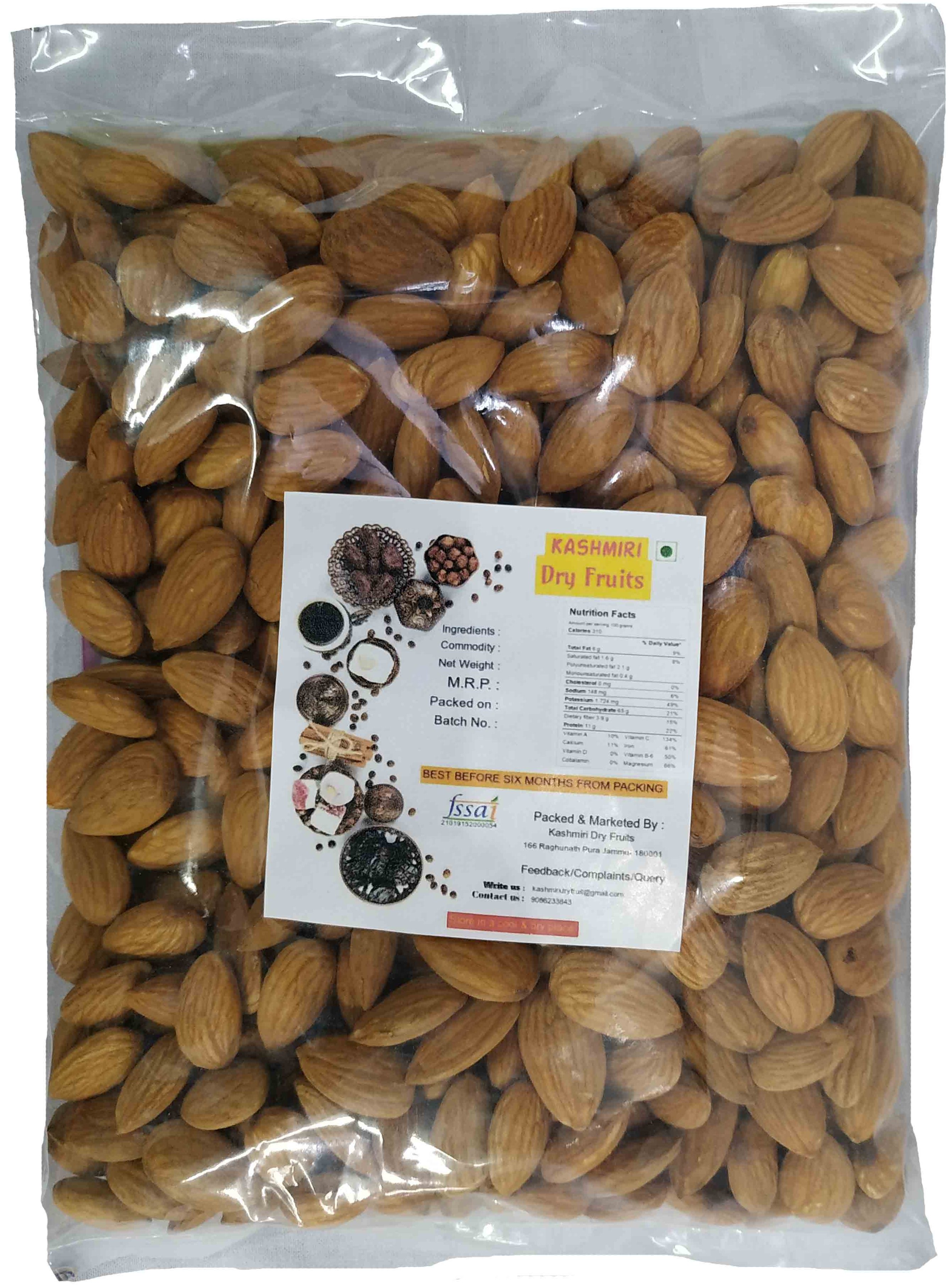 Buy Kashmiri Dry Fruits Almonds (Badam) Giri- 1 Kg Online @ ₹1160 from ShopClues